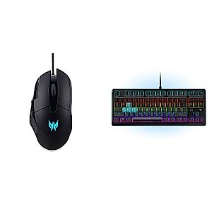 Acer Predator Cestus 315 Gaming mouse with PixArt Sensor, Adjustable DPI & 8 Buttons Including Burst Fire with Acer Predator Aethon 301 TKL Gaming Keyboard - Gateron Blue Switches