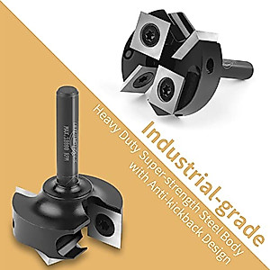 BINSTAK CNC Spoilboard Surfacing Router Bit 1/4" Shank, Slab Flattening Router Bit with 1-3/8" Cutting Diameter, 2+2 Flutes Insert Carbide Wood Planer Router Bits, Planing Bit for Woodworking