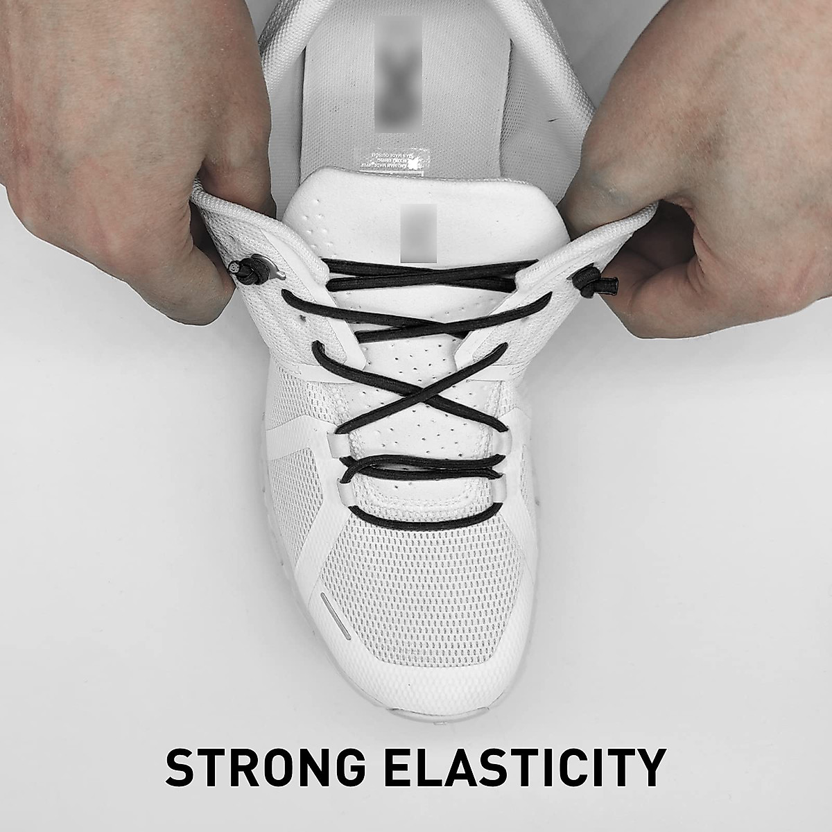 NDTEZUGT 3 Pairs Elastic Shoe Laces Replacement Laces for Running Shoes,Stretch Oval Shoe Strings Replacement Shoestrings for Sneakers,No Tie Shoe Laces for Kids and Adults (Black*2+White*1)