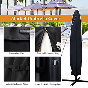 NettyPro Umbrella Cover for 6ft to 9ft Patio Umbrellas, Waterproof and Durable Market Umbrella Parasol Cover with Zipper and Rod, Black