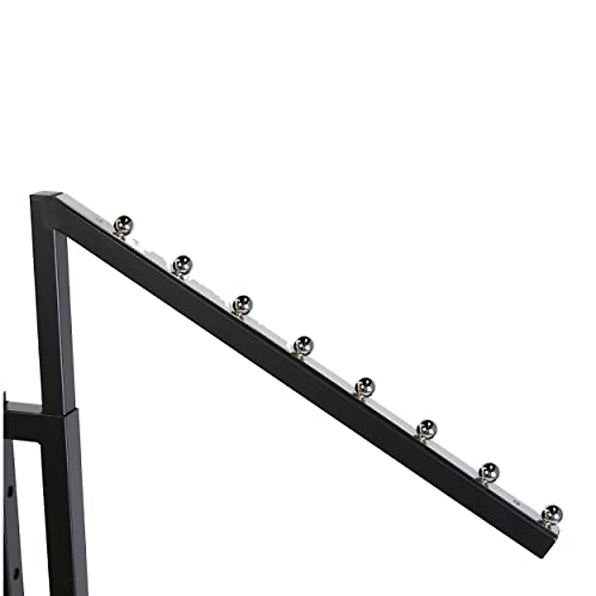 Clothing Rack - Black 2-Way - Straight & Slanted Arms with Black Matte and Chrome Accents - Adjustable from 48" to 72" - Use for Retail, Restaurants, and Home Storage