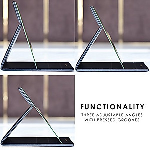 MODESSE Premium Portable Makeup Mirror (Black) | Perfect for Travel, Home Vanity, Office Desk | Large Size, Folding Design with Stand for Tabletop, Vegan Leather | Beauty Gifts for Bridesmaids