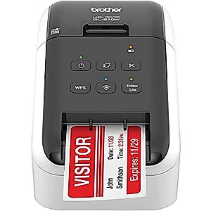 Brother QL-810W Ultra-Fast Label Printer with Wireless Networking, Print Black/Red Labels per Minute Up to 300 x 600 dpi, Durable Automatic Cutter up to 2.4" Wide, USB 2.0, CBMOUN Extension_Cable