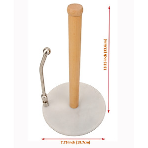 Marble and Wood Paper Towel Holder with Stainless Steel Arm