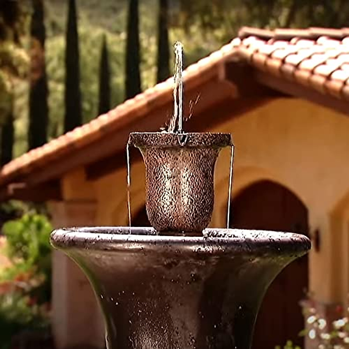Bernini Veloce 4-in-1 Instant Water Fountain with Planter Turns Any Water Container Into A Decorative Fountain, Flippable Cordless Water Fountains for Soothing Sounds Indoor or Outdoor (Brownstone)