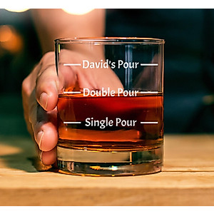 CARVELITA Personalized 11oz Whiskey Glass, Engraved Old Fashion Custom Rack Glass, Pour Line Gift Idea, Personalized For Him, Single Pour, Double Pour, For Christmas, Fathers Day, Birthday