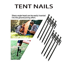 Tent Stakes Heavy Duty 12 inch Steel Tent Pegs for Camping Unbreakable and Inflexible