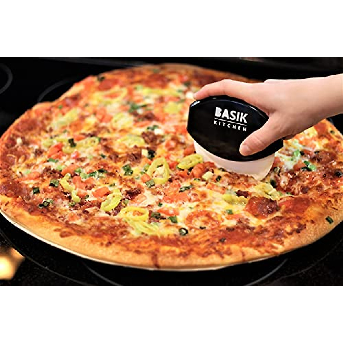 Basik Kitchen Safety Slicer - Snap-Apart Pizza Cutter/Kitchen Slicer - Dishwasher Safe