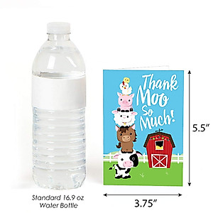 Big Dot of Happiness Farm Animals - Baby Shower or Birthday Party Thank You Cards (8 count)