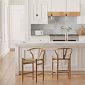 Amazon Brand – Stone & Beam Wishbone Counter-Height dining chair, 35.5"H, Birch Wood, Natural / Natural