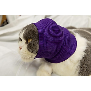 Cat No Flap Ear Wrap DDFS Wrap Snood Pet Noise Cancelling Headphones for Dogs Ear Wrap for Cats Small Purple S