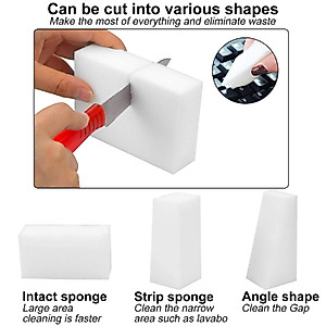 Acrux7 50 Pack Magic Sponge Eraser, Extra Thick Melamine Foam Sponges Cleaning Pads in Bulk Household Cleaning Sponge for Bathroom Kitchen Dishes, Tile Floor, Leather, Car(100x70x30mm)