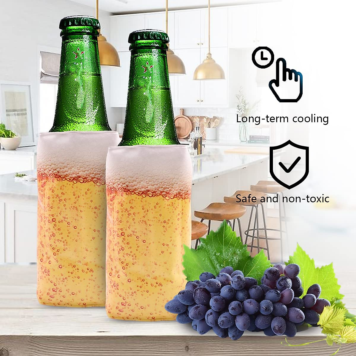 Ice Wine Bag, Wine Chiller, Wine Cooler Refrigerator, Wine Fridge, Wine Bottle Chiller Cooler for Red White Champagne or Sparkling. Gel Cooling Holder Freestanding Carrier Chilling (2 Pcs)