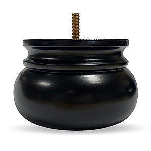 Elegent Upholstery 3" Turned Round Black Espresso Furniture Legs Sofa/Couch/Ottoman Buns - Set of 4