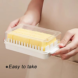 Plastic butter dish with lid,Butter Keeper for Refrigerator,clear butter dish with calibration for Cutting the same size