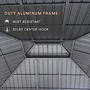 Cloud Mountain Steel Gazebo Hardtop Double Roof Rectangular 10'x12', Black