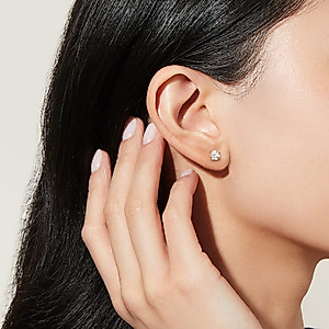 KRKC 0.6-3ct Moissanite Stud Earrings, D Color VVS1 Clarity, Lab Created Diamond Stud Earring for Women, 14K White Gold S925 Sterling Silver Earrings Friction Back for Women Men, Hypoallergenic