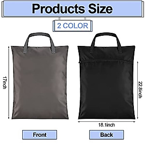 2 Pcs Travel Laundry Bags Waterproof with Handle Dirty Clothes Bag for Traveling Hanging Laundry Hamper with Two Zippered Pockets Washable Reusable for Sports Home Travel College Dorm (Black, Gray)
