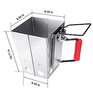 YSSOA Charcoal Chimney Starter Foldable, Collapsible, Silver