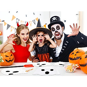 TWOWYHI 50Pcs Halloween White Ghost Paper Plates Disposable White Ghost Shaped Dessert Dinner Plates for Halloween Themed Party 9.8 x 8.7Inch