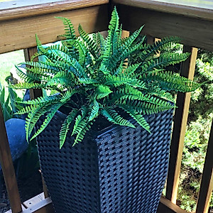 Ollain Artificial Plants 6Pcs Boston Fern Grass Fake Green Bushes Artificial Shrubs Bush Faux Indoor Outdoor UV Resistant Greenery Indoor Outside for Home Garden Porch Window Box Décor