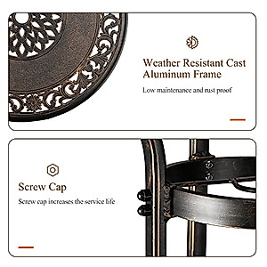 VINGLI Outdoor Bar Table, Bar Height Patio Table with Umbrella Hole Patio Dining Table, Cast Aluminum Tall Outdoor Table Bistro Table Outdoor Furniture Garden Table (32" Diax41 H)