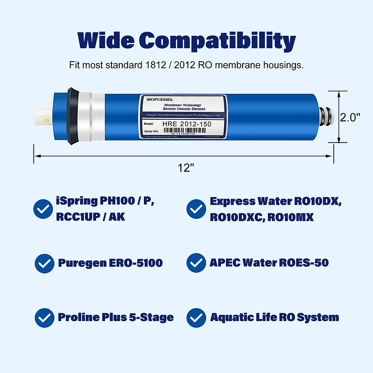 100 GPD RO Membrane with Reverse Osmosis Membrane Housing Set (1 Set) & 100 GPD RO Membrane (1 Pack), Reverse Osmosis Filter Replacement Kit, RO Membrane Housing Set for Maple Syrup RO System
