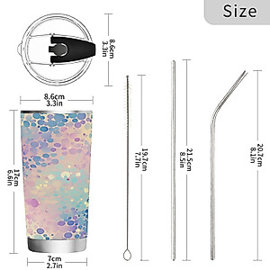 Wassud Circle Abstract 20 oz Tumbler with Lid and Straw Stainless Steel Double Wall Vacuum Tumblers Insulated Travel Coffee Mug for Cold and Hot Drinks