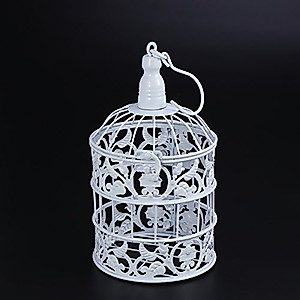 UEETEK Decorative Metal Bird Cage Home Hanging Ornament for Wedding Party Decoration (White)