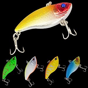 Fishing Lures Rooster Tail Bass Trout Hard Spinner Blade Baits with Feathers Fishing Lure Bass Crankbait Fishing Spinner Blade for Bass Fishing Lure Kit with Tackle Box