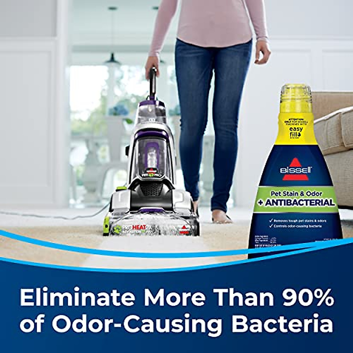 Bissell ProHeat 2X Revolution Max Clean Pet Pro Full-Size Carpet Cleaner, 1986, with Antibacterial Formula and Bonus 3" Tough Stain Tool