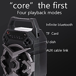 Tuklye 6.5-inch Portable Wireless Speaker, Portable subwoofer System, Rechargeable, Outdoor Bluetooth led Speaker, USB / MP3 / Multi-Color LED Light.(Black)