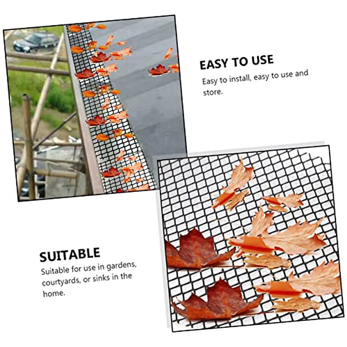 DOITOOL 1 Set Anti-Falling Net Roof Gutter Guard Mesh Fence Net Cover Mesh Strainer Downspout Filter Plastic Fencing Sink Nets Plastic Gutter Guard Plastic Gutter Guard Net Mesh Black Leaf
