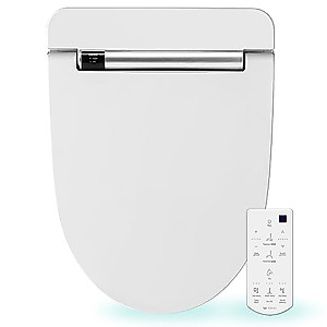 VOVO VB-4000SE Electric Smart Bidet Toilet Seat with Dryer, Heated Toilet Seat, Warm Water, Deodorization, LED, Full Stainless-steel Nozzle - White, Elongated