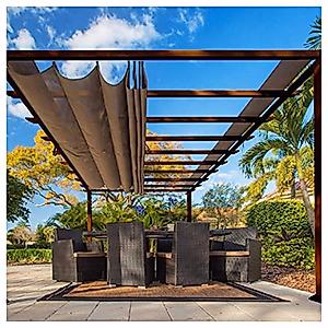 Patio Awning Shade Cover Pergola Canopy - Slide on Wire Cable Wave Drop Shade Cover - Waterproof and UV Resistant - Shade Sail Awning for Deck Porch ( Color : Coffee , Size : 0.5x4m )