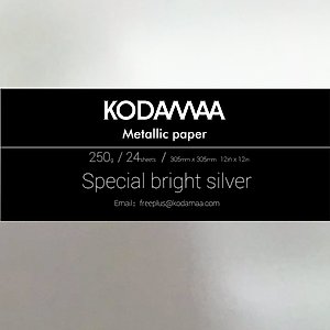 KODAMAA 12“x12”Square Art Craft Gold/Silver Cardstock, Multipurpose Shimmer Metallic Paper Perfect for Festival Crafting, Party Decoration, Gift Packaging (24 Sheets) (Bright Silver)