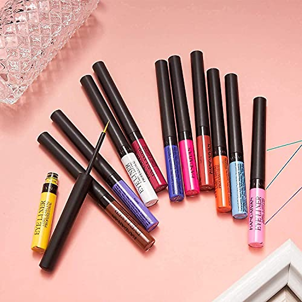 Luxsea Matte Colorful Liquid Eyeliner Set 12 Colors Waterproof Long Lasting Eyeliner Set Professional High Pigmented Makeup Set for Women Girls