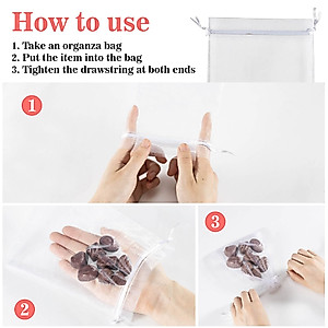 Sukh 100PCS Organza Bags 5x7 - Small Organza Sachet Jewelry Gift Favor Bags Drawstring Mesh Bags Gifts Valentines Wedding Eid Mubarak Halloween Eve Christmas New Year Party Candy Fruit Wrap Bulk White