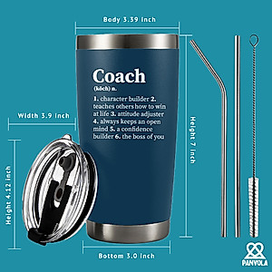 Coach Noun Definition Vacuum Insulated Tumbler Navy Coach Gifts Sports Team Manager Office Boss Appreciation Inspirational Stainless Steel With Removable Lid Drinkware (20 oz)