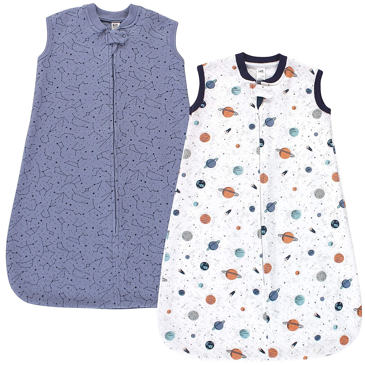 Hudson Baby Unisex Baby Premium Quilted Sleeveless Sleeping Bag and Wearable Blanket, Space, 12-18 Months