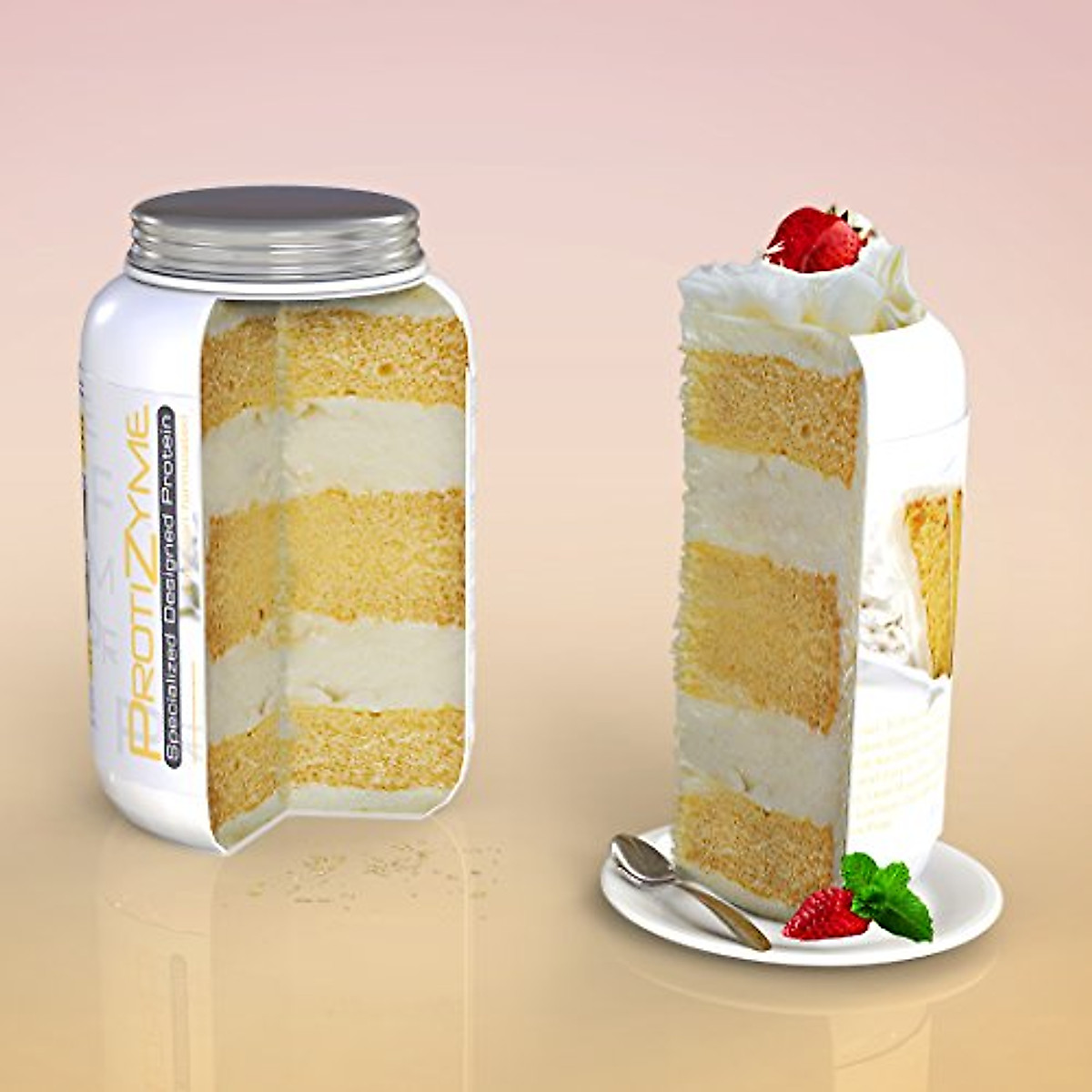 Metabolic Nutrition | Protizyme | 100% Whey Protein Powder | High Protein, Low Carb, Low Fat with Digestive Enzymes, 24 Essential Vitamins and Minerals | Vanilla Cake, 2 Pound