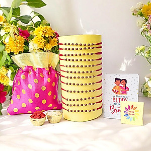 SATVIK 12 Pc Rakhi for Brother Bhaiya Bhabhi Traditional Handmade Assorted Designer Rakhi Set Roli Chawal, Greeting Card & Soun Stickers Rakhi Thread Rakhdi Bracelets Rakshabandhan