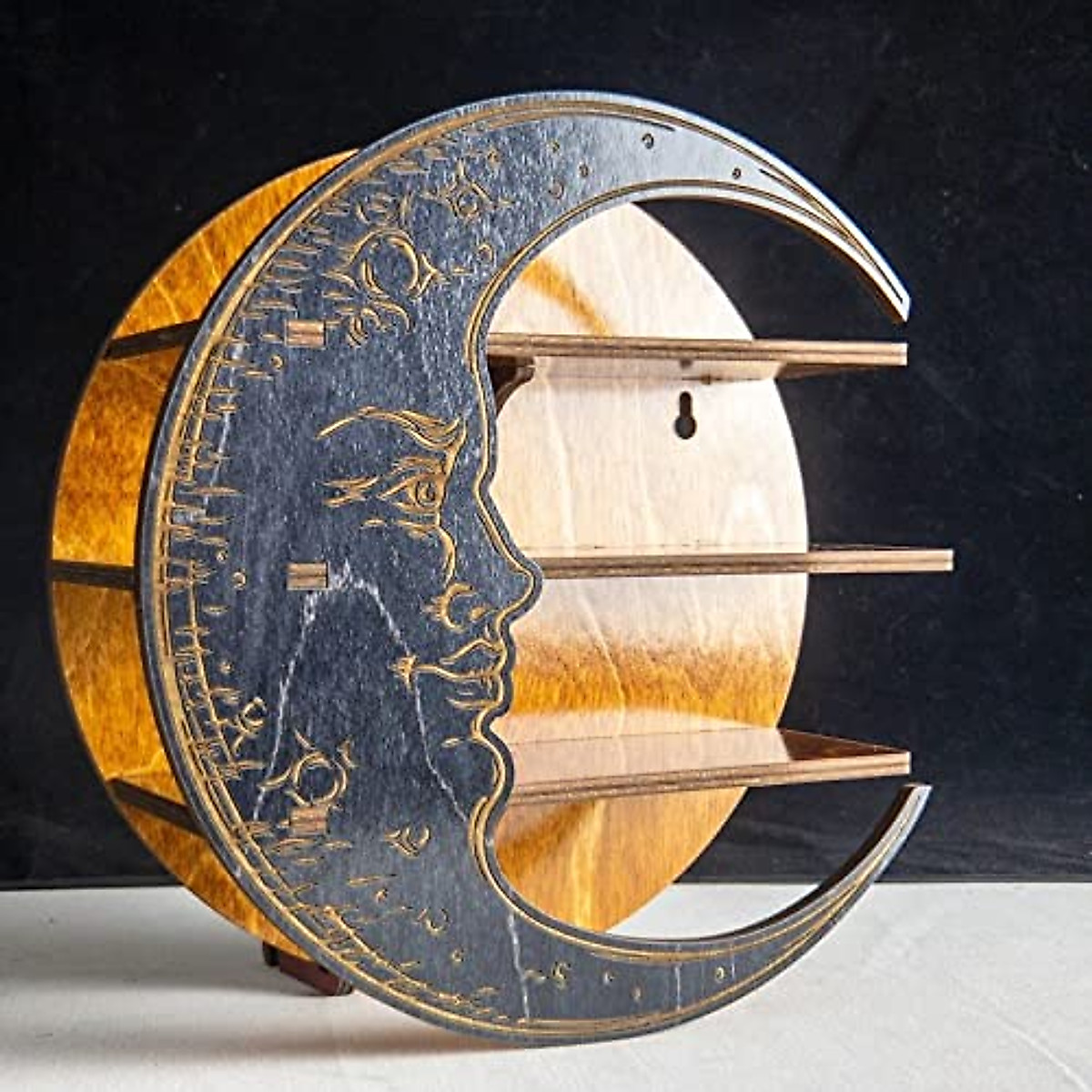 HAOYOUJIA Moon Crystal Shelf Moon Crystal Shelf Shelf Wood Craft Wooden Moon Shelf Designed for Crystal Moon Shelf (Purple)