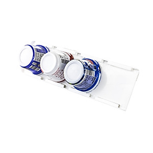 Storage Theory Yogurt Fridge Organizer - Holds up to 4 Wide-Mouth Vegan and Greek Yogurt Cups - Peel and Stick Slider Shelf for Small Refrigerator Spaces - 1 pc