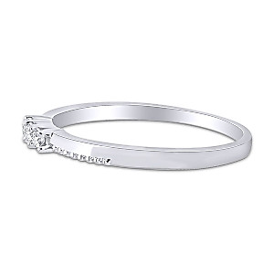 SAVEARTH DIAMONDS 1/10 cttw Round Cut Lab Grown Diamond Three Stone Engagement Wedding Bridal Ring In 10k White Gold Jewelry For Women (0.10 Cttw, G-H Color, VS-SI Clarity) Ring Size-10
