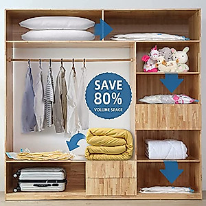 Vacuum Storage Bags, 80% More Space Saver Bags, 8 Pack Vacuum Compression Storage Bags for Comforters, Clothes, Blanket, Bedding(2 Clear 2xSmall 2xMedium 2xLarge