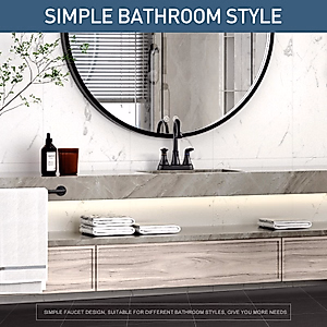 Bathroom Sink Faucet GENBONS 4 Inch 2 Handle Centerset Bathroom Faucet Lead-Free Matte Black Bath Sink Faucet with Pop-up Drain Stopper and Supply Hose, Bathroom Faucets California Compliant