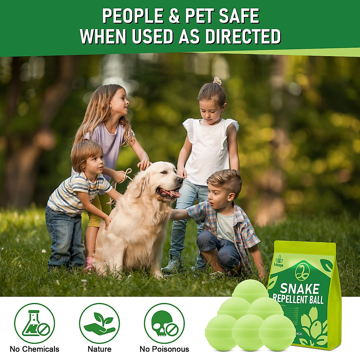 Lousye 12 Pack Snake Repellent for Yard Powerful, Snake Away Repellent for Outdoors, Moth Balls for Snakes, Pet Safe Snake be Gone for Lawn Garden Camping Fishing Home to Repels Snakes and Other Pests