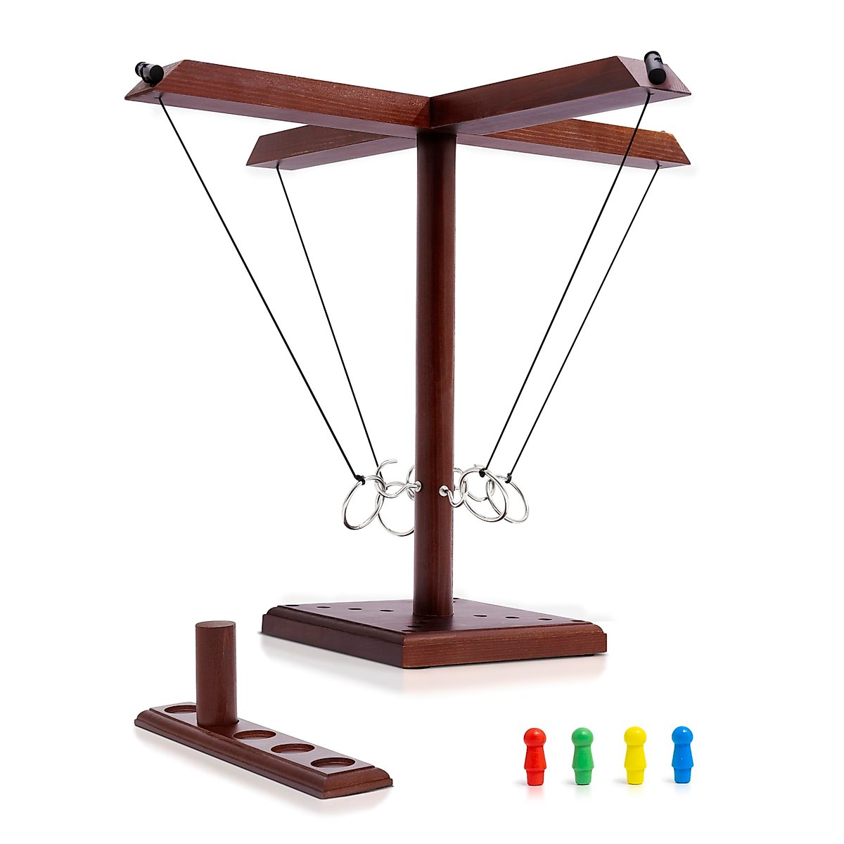 Ring Toss Game for Adults - Hook and Ring Game String - 2 to 4 Players, Fast & Easy String Adjustment, Instructions for Easy Assembly, Sturdy Design, Special Buyer Bonuses - Ring Hook Game