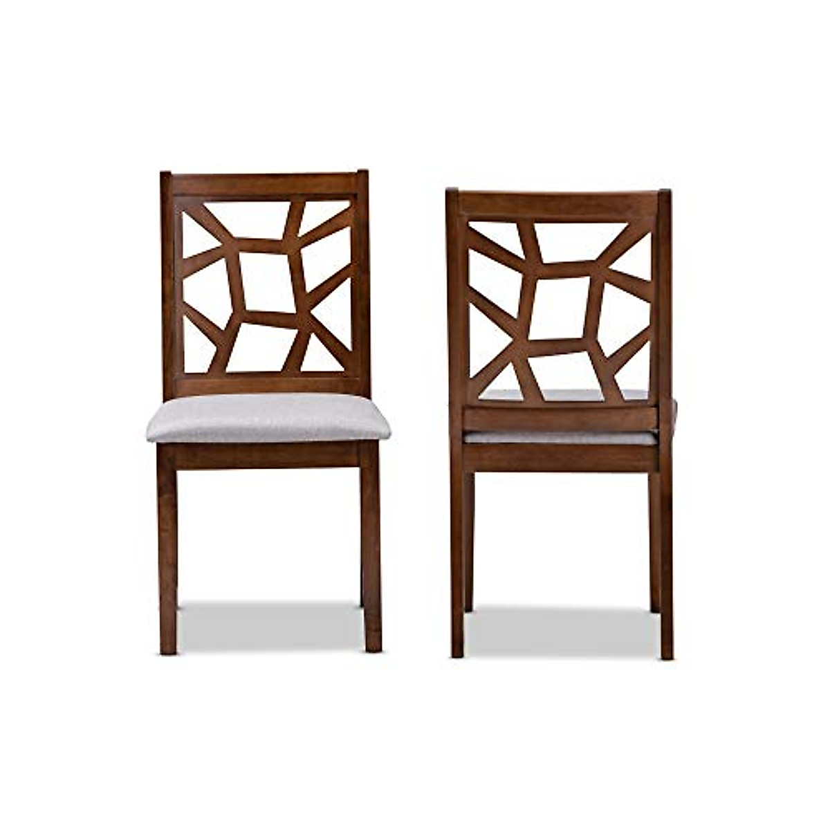 Baxton Studio Abilene Mid-Century Grey Fabric Upholstered and Walnut Brown Finished Dining Chair